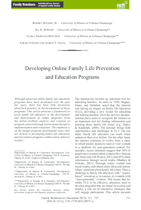 (PDF) Developing Online Family Life Prevention and Education Programs
