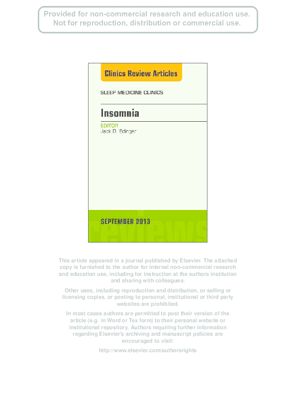 (PDF) The Role of Bright Light Therapy in Managing Insomnia