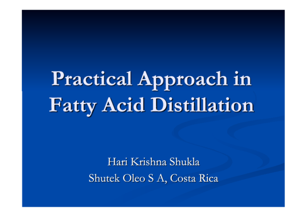 (PDF) Practical Approach in Fatty Acid Distillation