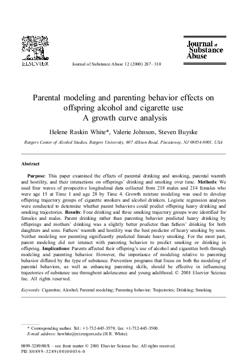 (PDF) Parental modeling and parenting behavior effects on offspring ...