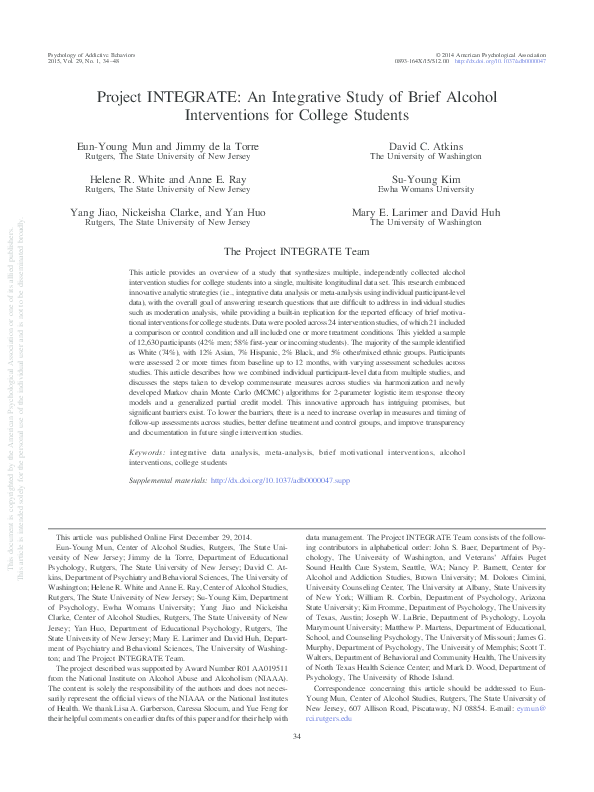(PDF) When Less Is More and More Is Less in Brief Motivational ...