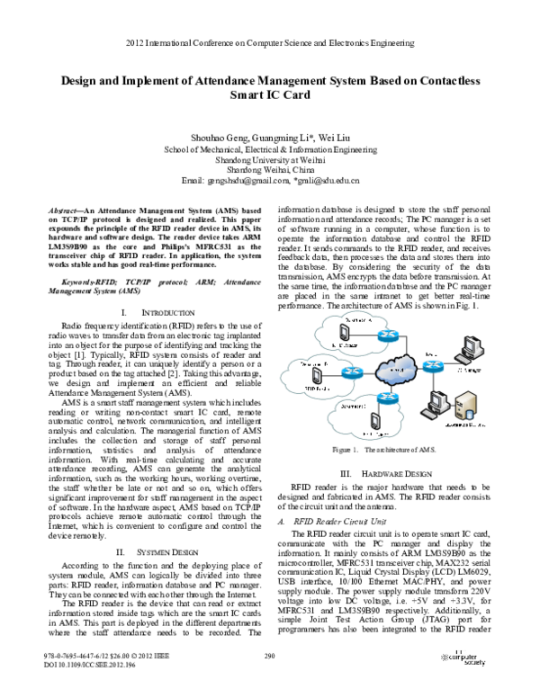 (PDF) Design and Implement of Attendance Management System Based on ...