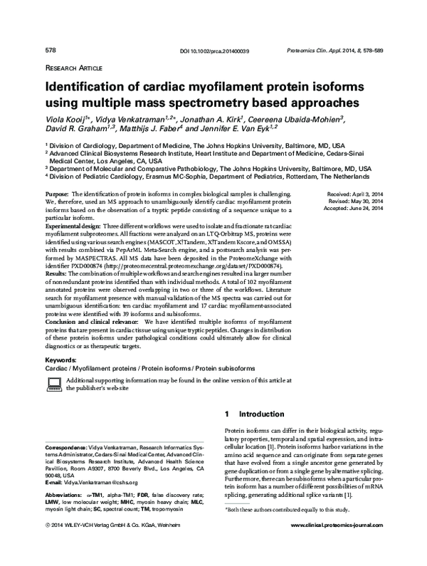(PDF) Identification of cardiac myofilament protein isoforms using ...