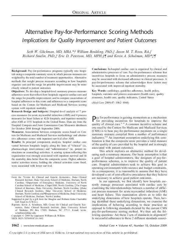 (PDF) Alternative Pay-for-Performance Scoring Methods