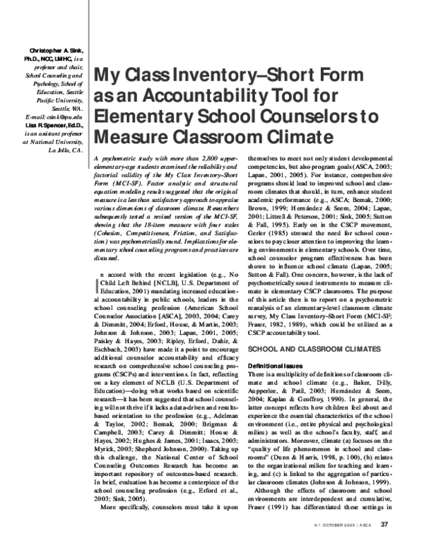 (PDF) My Class Inventory-Short Form as an Accountability Tool for ...
