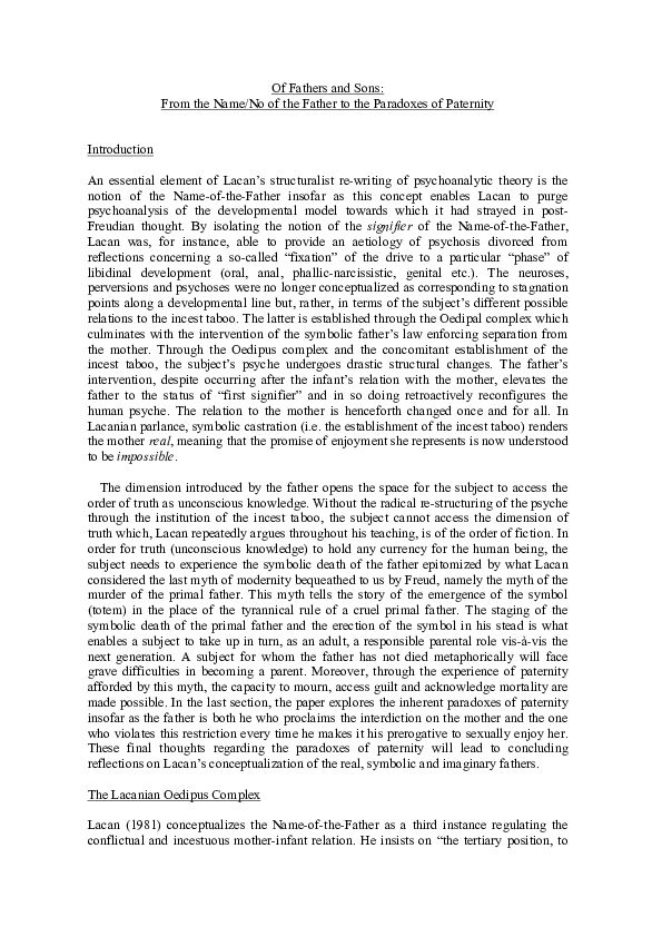 (PDF) Of Fathers and Sons: From the Name/No of the Father to the ...