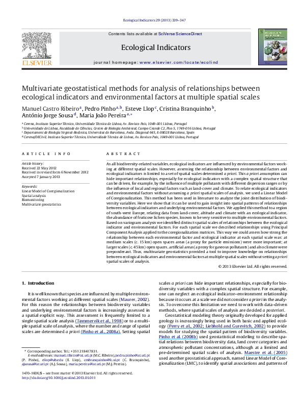 Pdf Multivariate Geostatistical Methods For Analysis Of Relationships