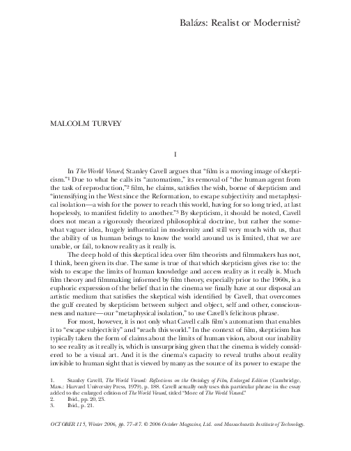 (PDF) Balázs: Realist or Modernist