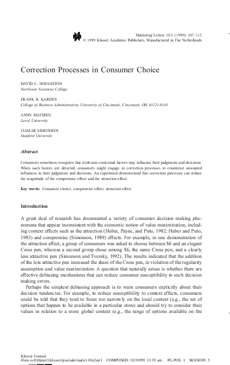 (PDF) Correction processes in consumer choice