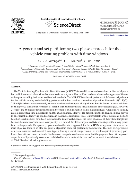 (PDF) A genetic and set partitioning two-phase approach for the vehicle routing problem with ...