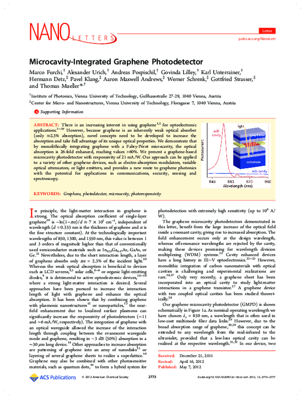 (PDF) Microcavity-integrated graphene photodetector