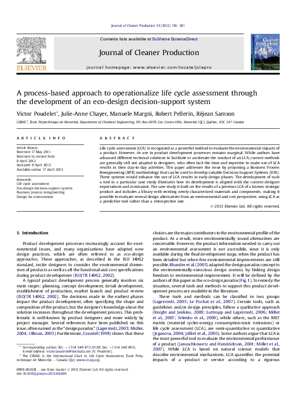 (PDF) A process-based approach to operationalize life cycle assessment ...