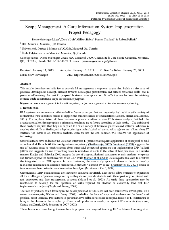 (PDF) Scope Management: A Core Information System Implementation ...