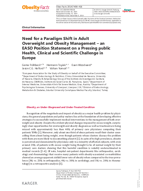 (PDF) Need for a Paradigm Shift in Adult Overweight and Obesity ...