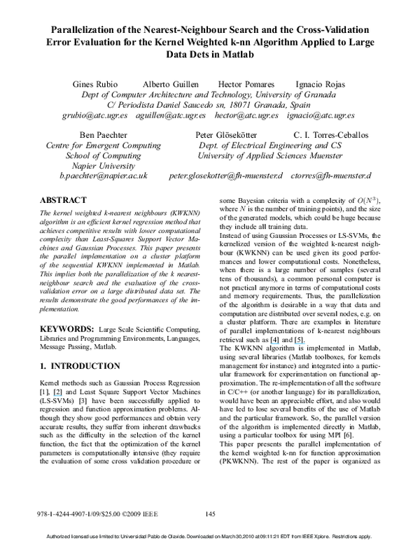 (PDF) Parallelization of the nearest-neighbour search and the cross-validation error evaluation ...