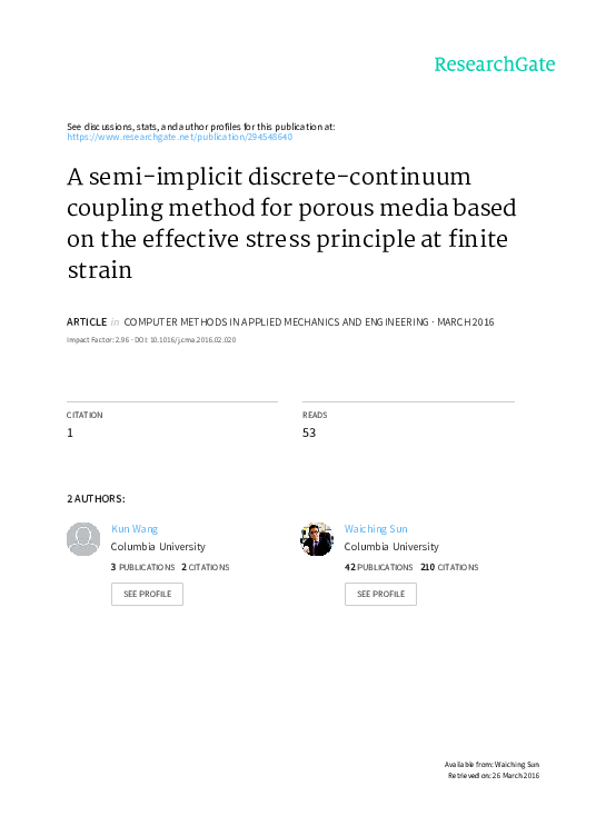 (PDF) A semi-implicit discrete-continuum coupling method for porous media based on the effective ...
