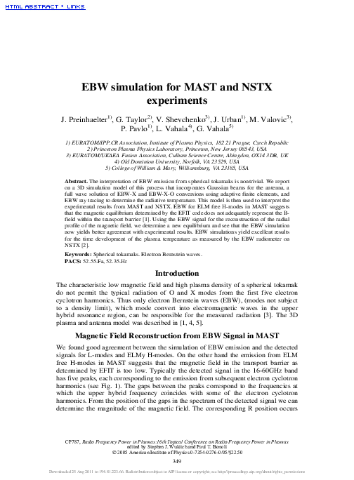 (PDF) EBW simulation for MAST and NSTX experiments