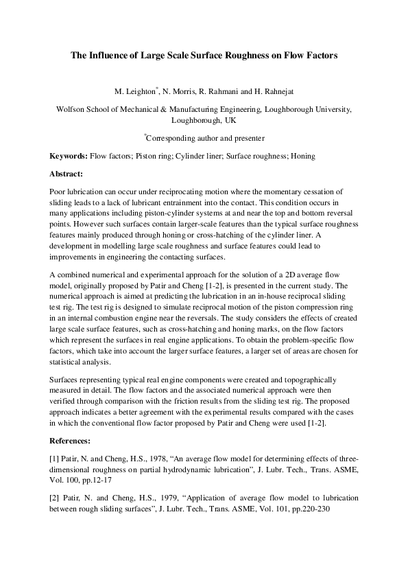 (PDF) The influence of large scale surface roughness on flow factors