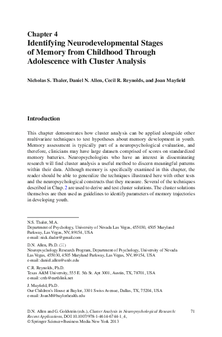 (PDF) Identifying neurodevelopmental stages of memory from childhood ...