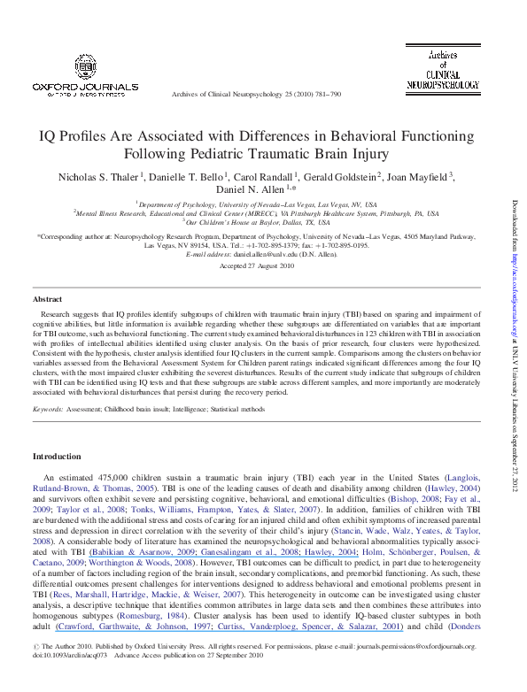 (PDF) WISC-IV profiles in children with traumatic brain injury ...