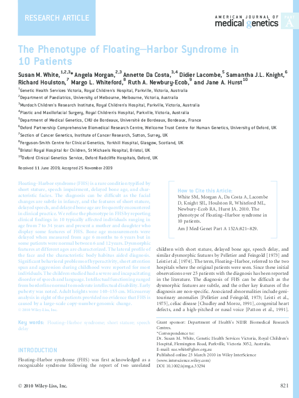 (PDF) The phenotype of Floating-Harbor syndrome in 10 patients