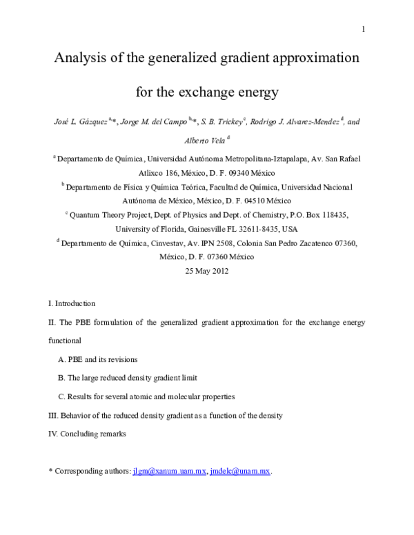 (PDF) Analysis of generalized gradient approximation for exchange