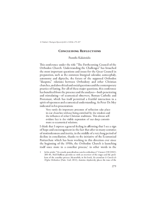 (PDF) “Concluding Reflections [to the International Conference: The Forthcoming Council of the ...