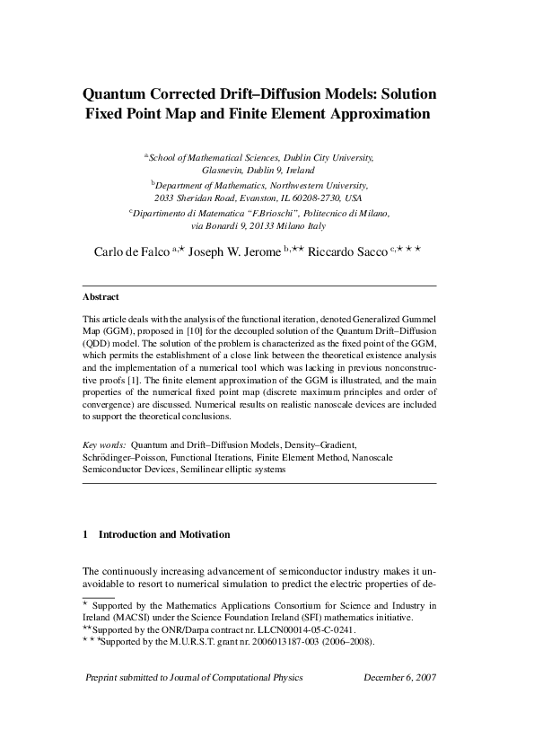 (PDF) Quantum-corrected drift-diffusion models: Solution fixed point map and finite element ...