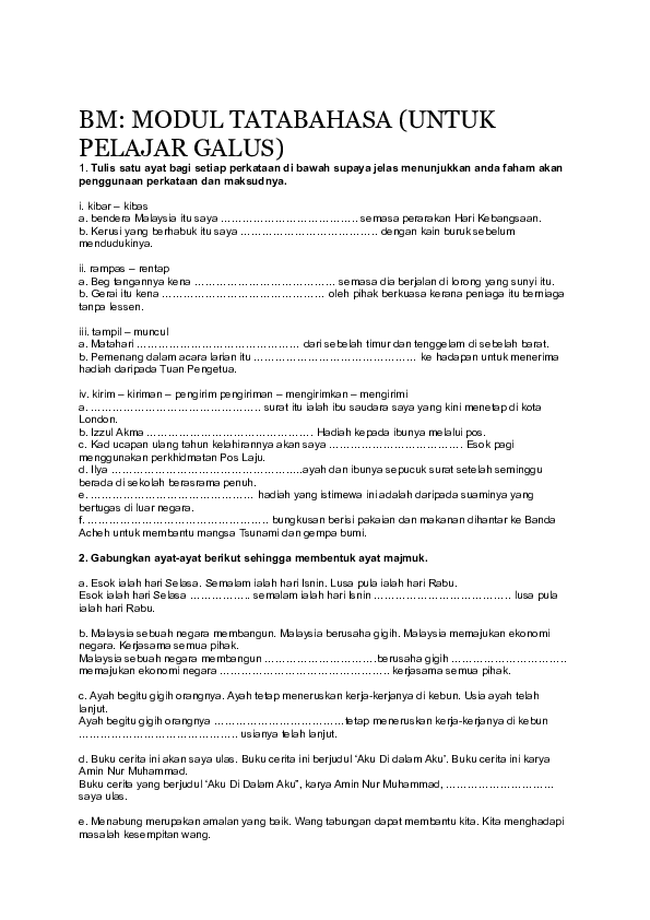 (DOC) BM: MODUL TATABAHASA (UNTUK PELAJAR GALUS