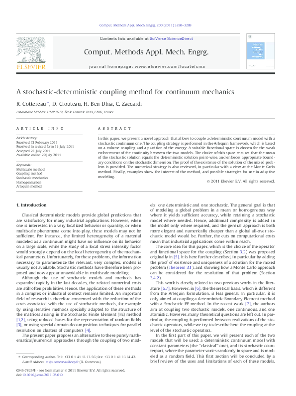 (PDF) A stochastic-deterministic coupling method for continuum mechanics