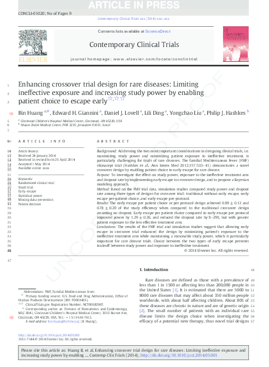 (PDF) Enhancing crossover trial design for rare diseases: limiting ...