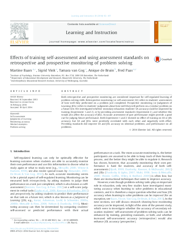 (PDF) Effects of training self-assessment and using assessment ...