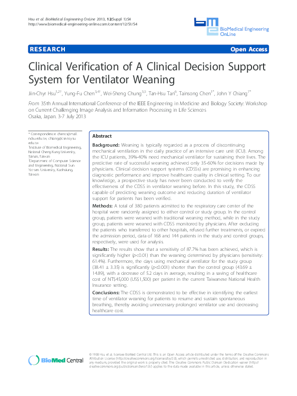(PDF) Clinical Verification of A Clinical Decision Support System for ...