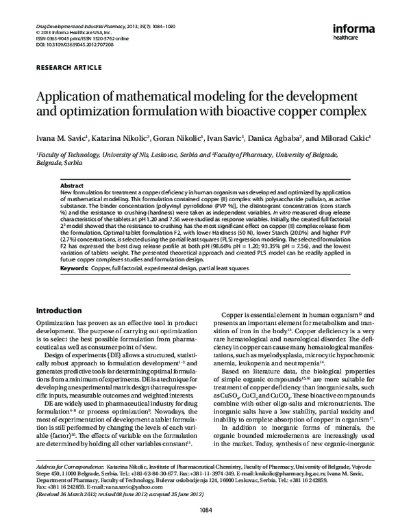 (PDF) Application of mathematical modeling for the development and ...