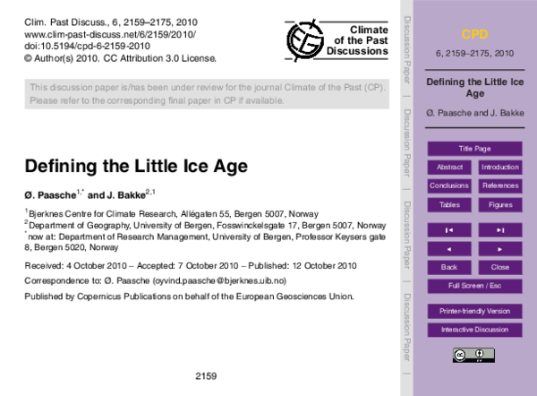(PDF) Defining the Little Ice Age