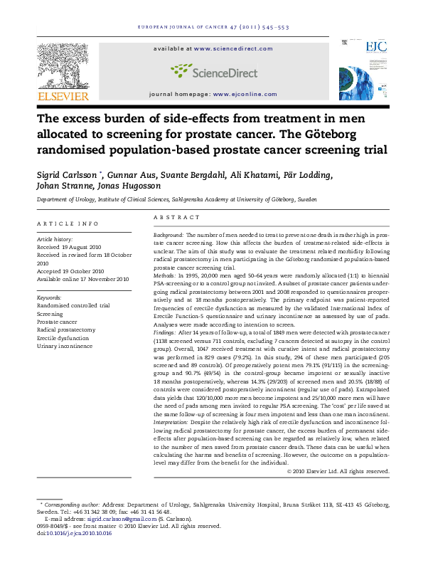 (PDF) Impact on quality of life of different treatments for localised ...