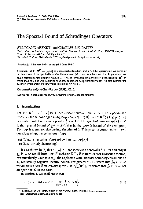 Pdf The Spectral Bound Of Schrödinger Operators