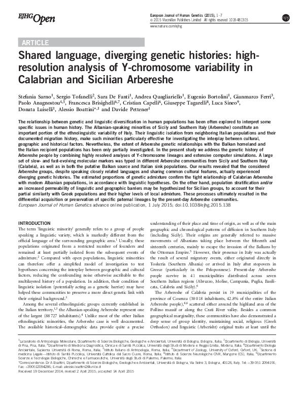 (PDF) Shared language, diverging genetic histories: high-resolution ...