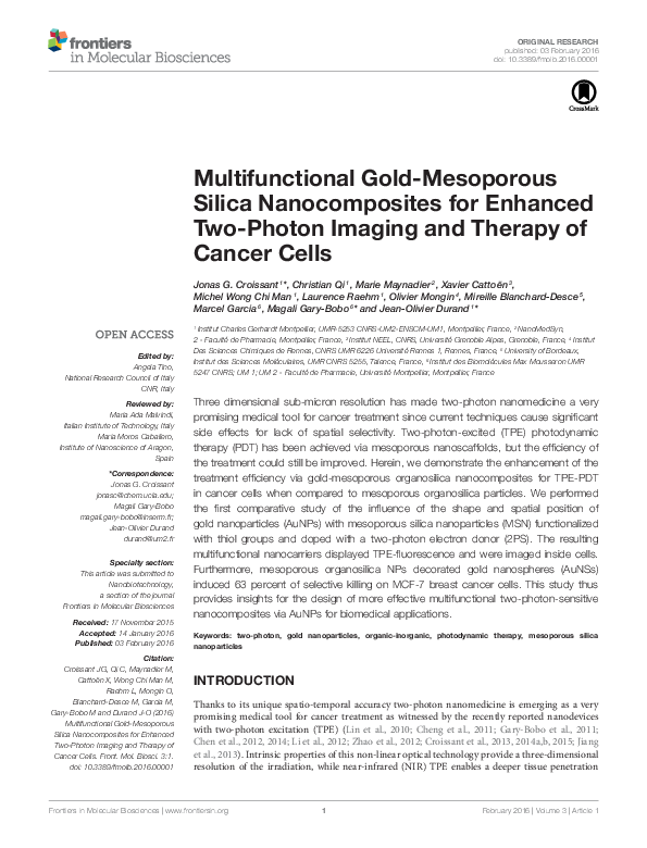 (PDF) Mesoporous Silica and Organosilica Nanoparticles: Physical Chemistry, Biosafety, Delivery ...
