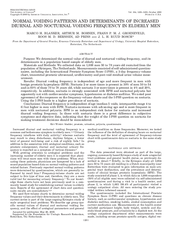 (PDF) NORMAL VOIDING PATTERNS AND DETERMINANTS OF INCREASED DIURNAL AND ...