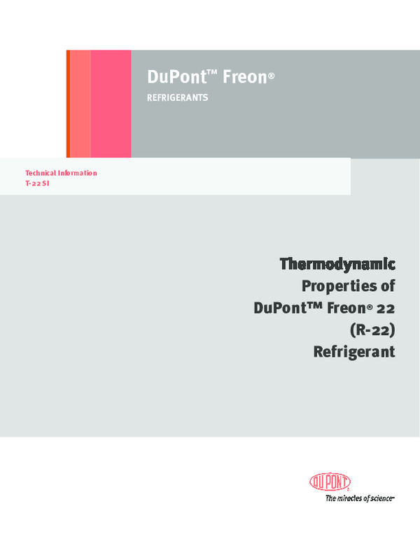 (PDF) DuPont ™ Freon ® REFRIGERANTS Thermodynamic Properties of DuPont ...