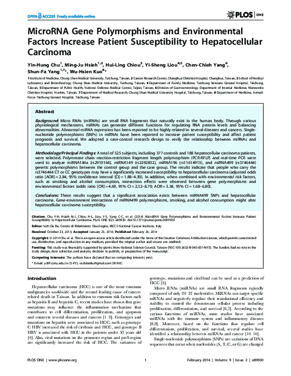 (PDF) MicroRNA Gene Polymorphisms and Environmental Factors Increase Patient Susceptibility to ...