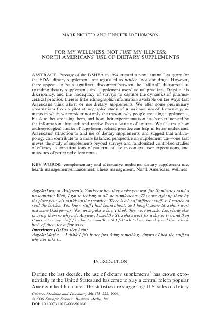 (PDF) For my wellness, not just my illness: North Americans’ use of ...