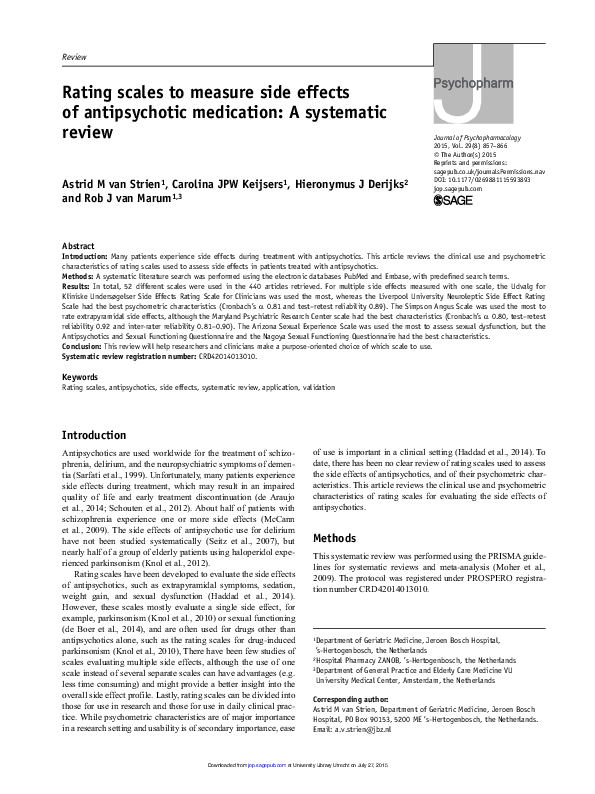 (PDF) Rating scales to measure side effects of antipsychotic medication ...