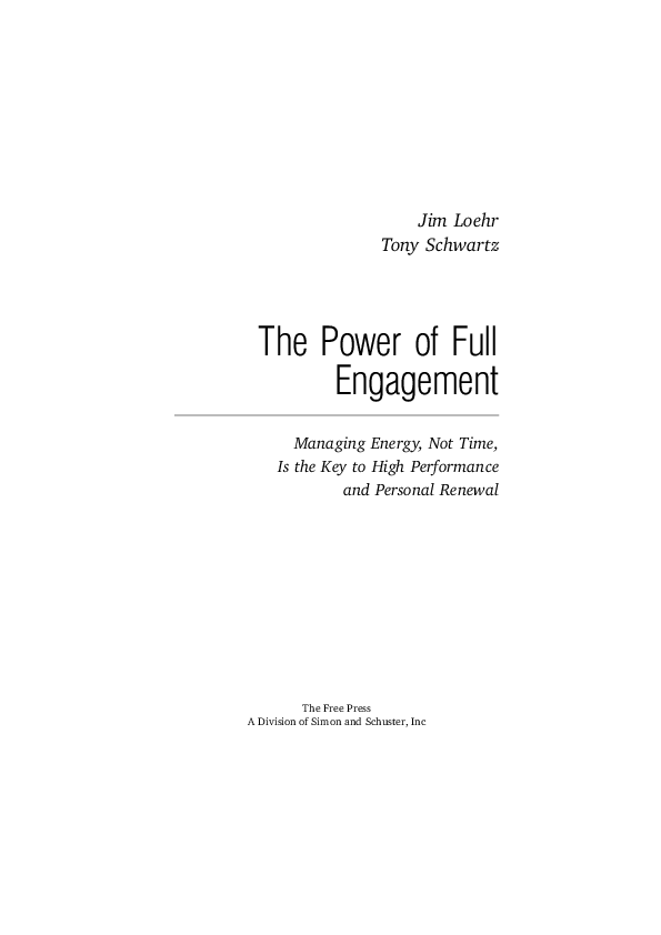 (PDF) The Power of Full Engagement