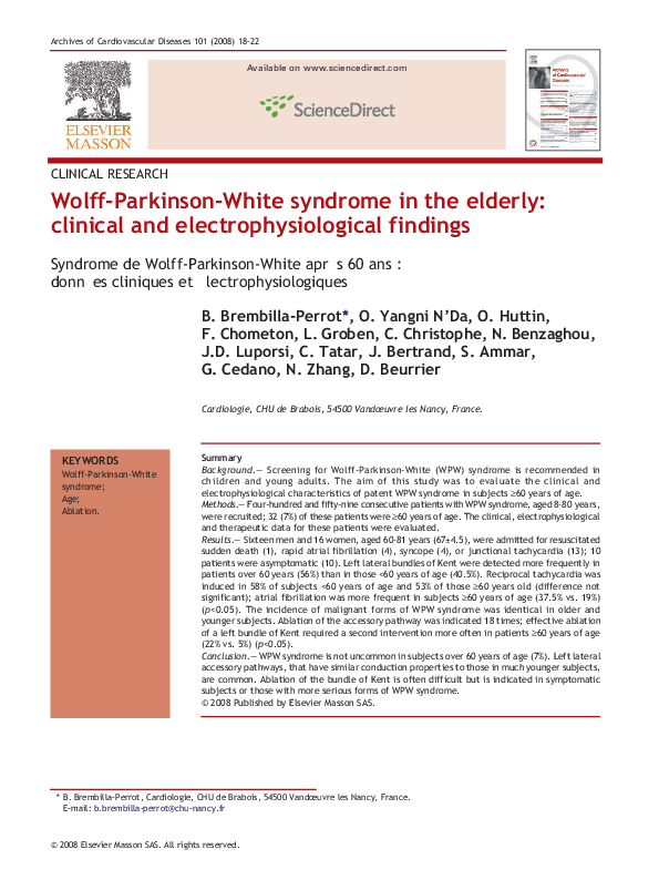 (PDF) Wolff-Parkinson-White syndrome in the elderly: clinical and ...