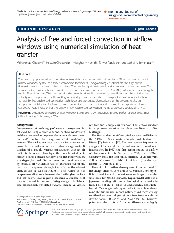 Pdf Analysis Of Free And Forced Convection In Airflow Windows Using