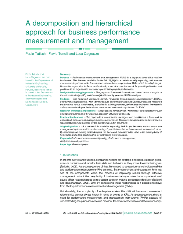 (PDF) A framework for performance measurement and management based on axiomatic design and ...