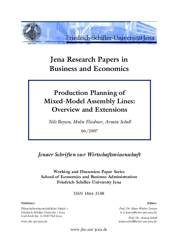 (PDF) Production planning of mixed-model assembly lines: overview and ...