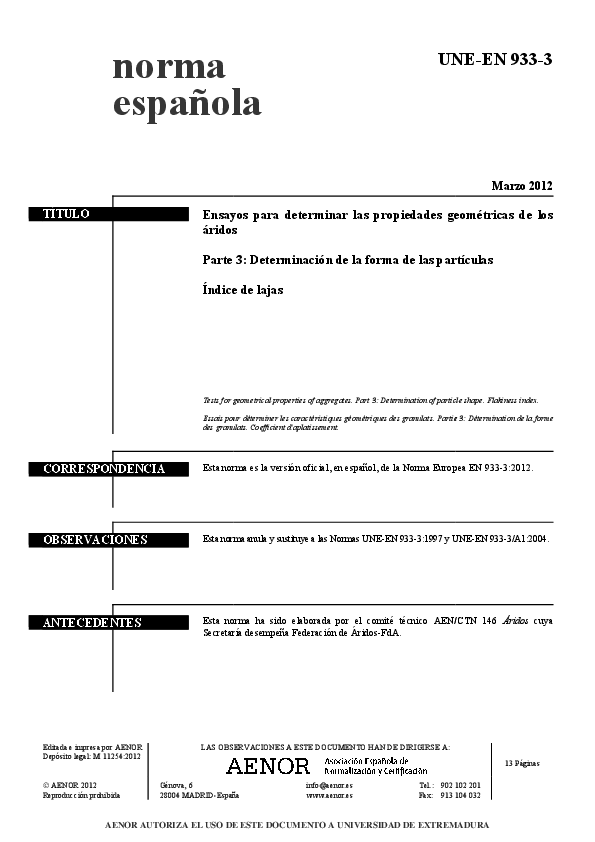 (PDF) UNE EN 933 3=2012 lajas